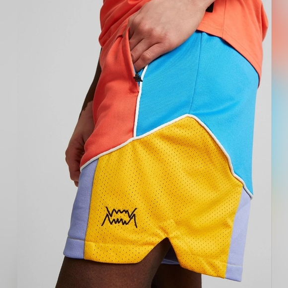 Puma | Shorts | Nwt Puma Azure Bluehot Coral Drop Step Basketball ...